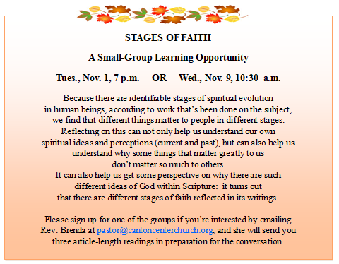 STAGES OF FAITH – The First Congregational Church, Canton Center, CT